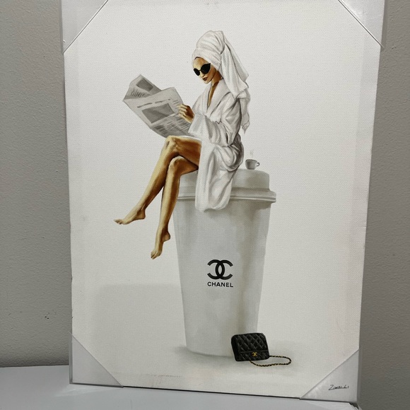 Zewei Li | Wall Decor | Chic Fashioncoffee And Purse Female Robe Pos ...